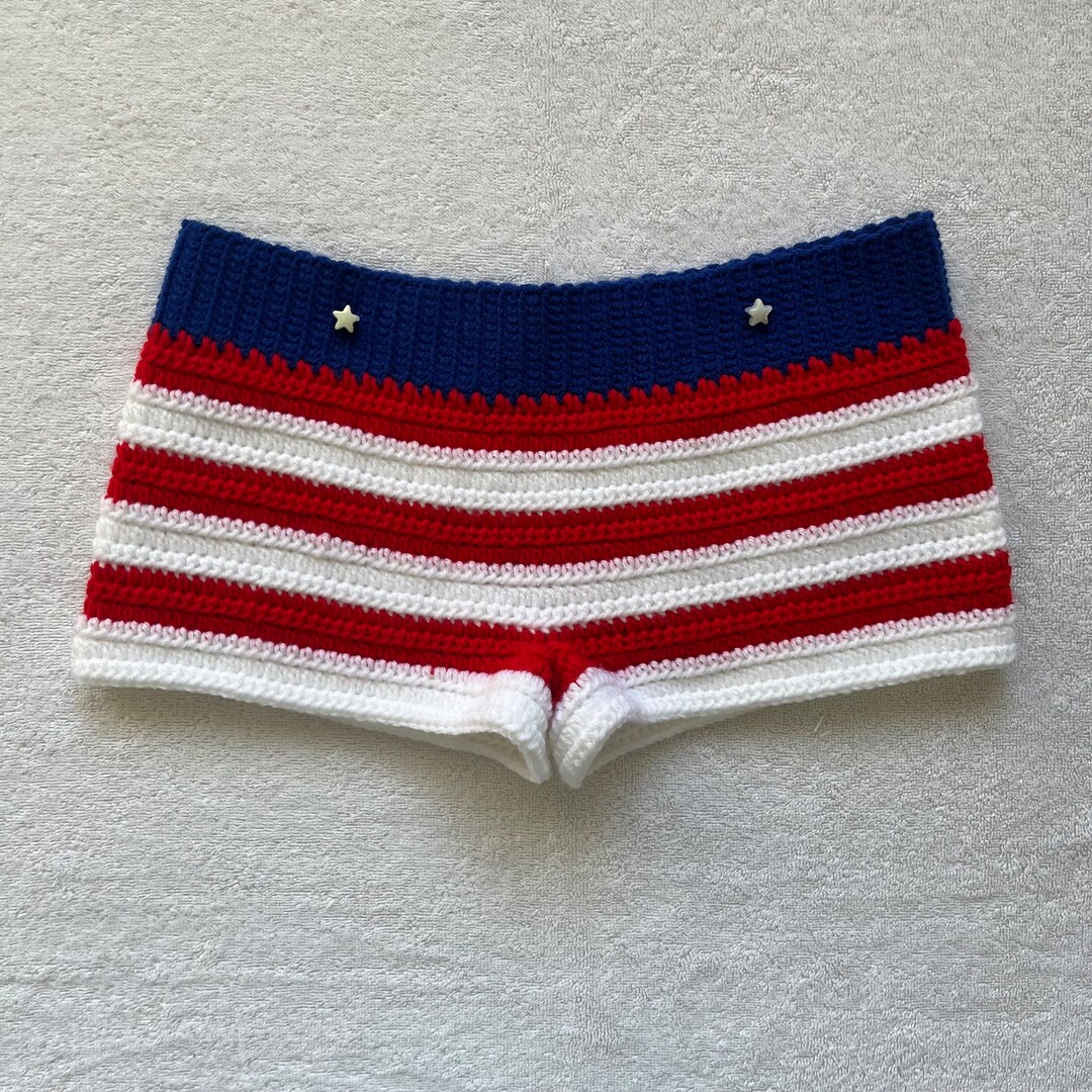 American Flag Crochet Mini Shorts | Red, White, Blue | Beach Outfit ...
