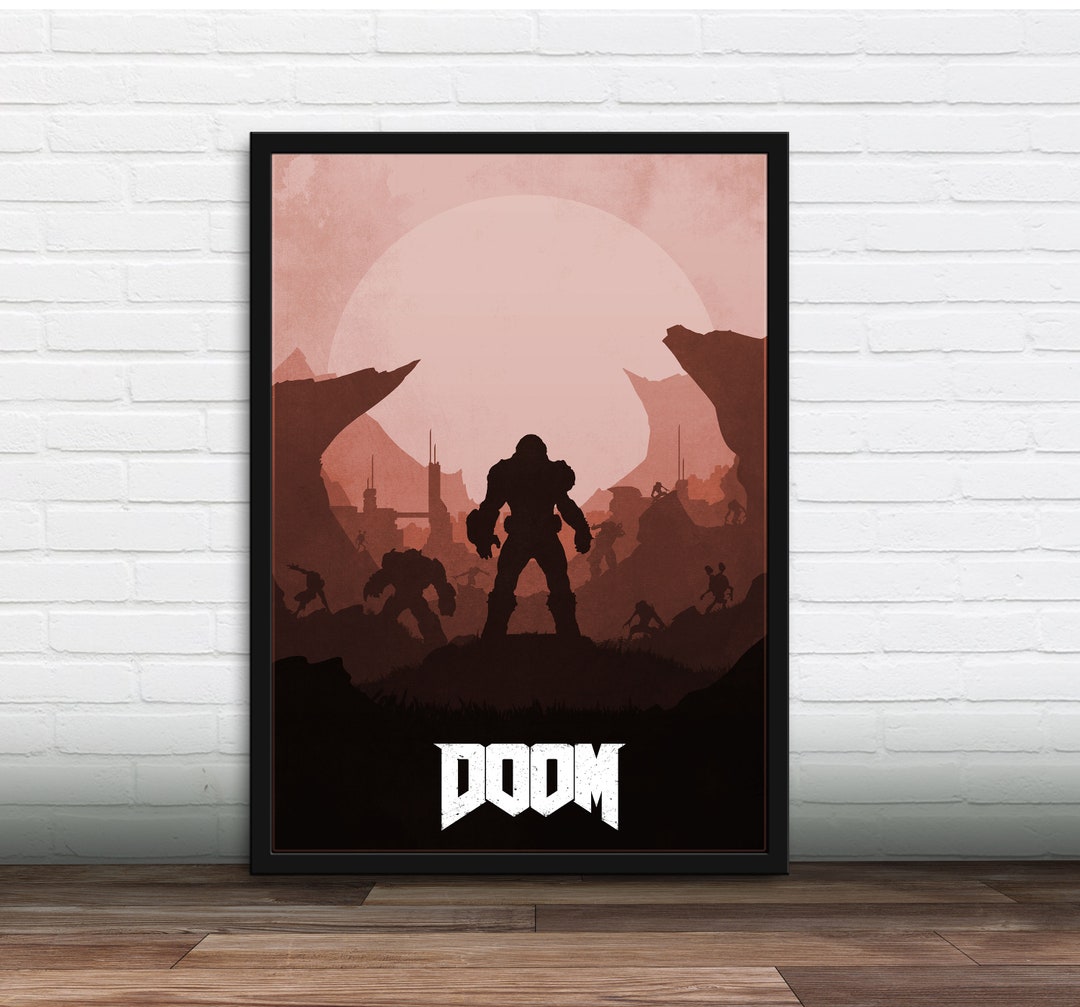 Minimalist Video Game Poster - Doom, Art Print, Gamer Gift, Gift for ...