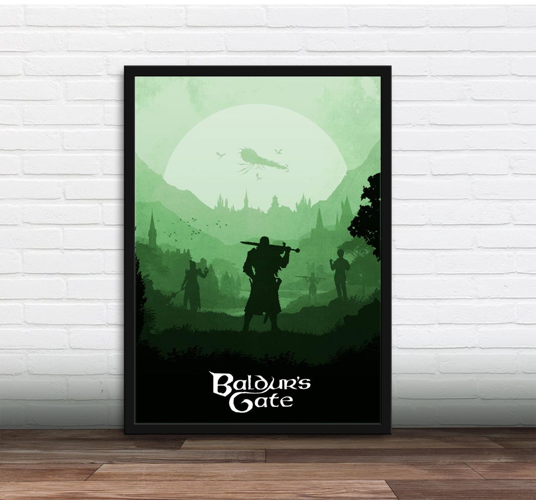 Minimalist Video Game Poster - Baldurs Gate, Art Print, Gamer Gift ...