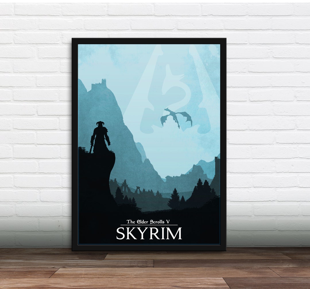 Minimalist Video Game Poster - Skyrim , Art Print, Gamer Gift, Gift for ...