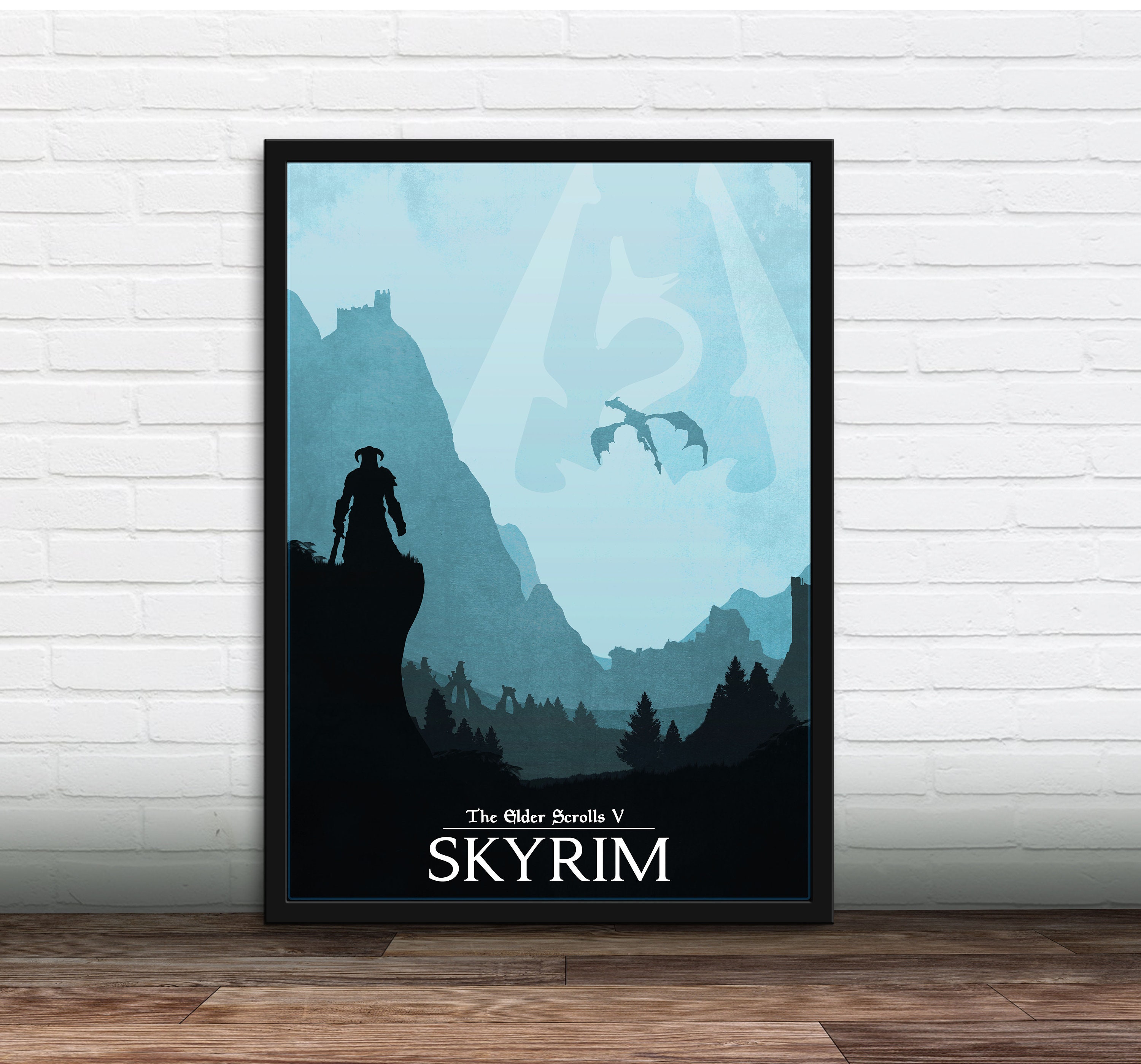 Minimalist Video Game Poster Skyrim Art Print Gamer Gift - Etsy