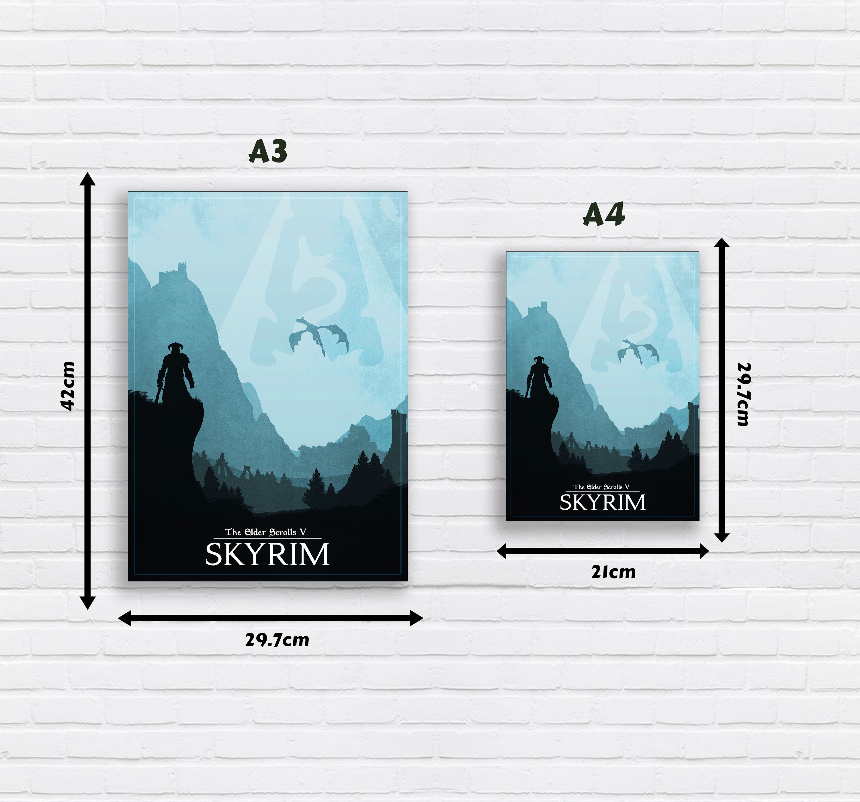 Minimalist Video Game Poster - Skyrim , Art Print, Gamer Gift, Gift for ...