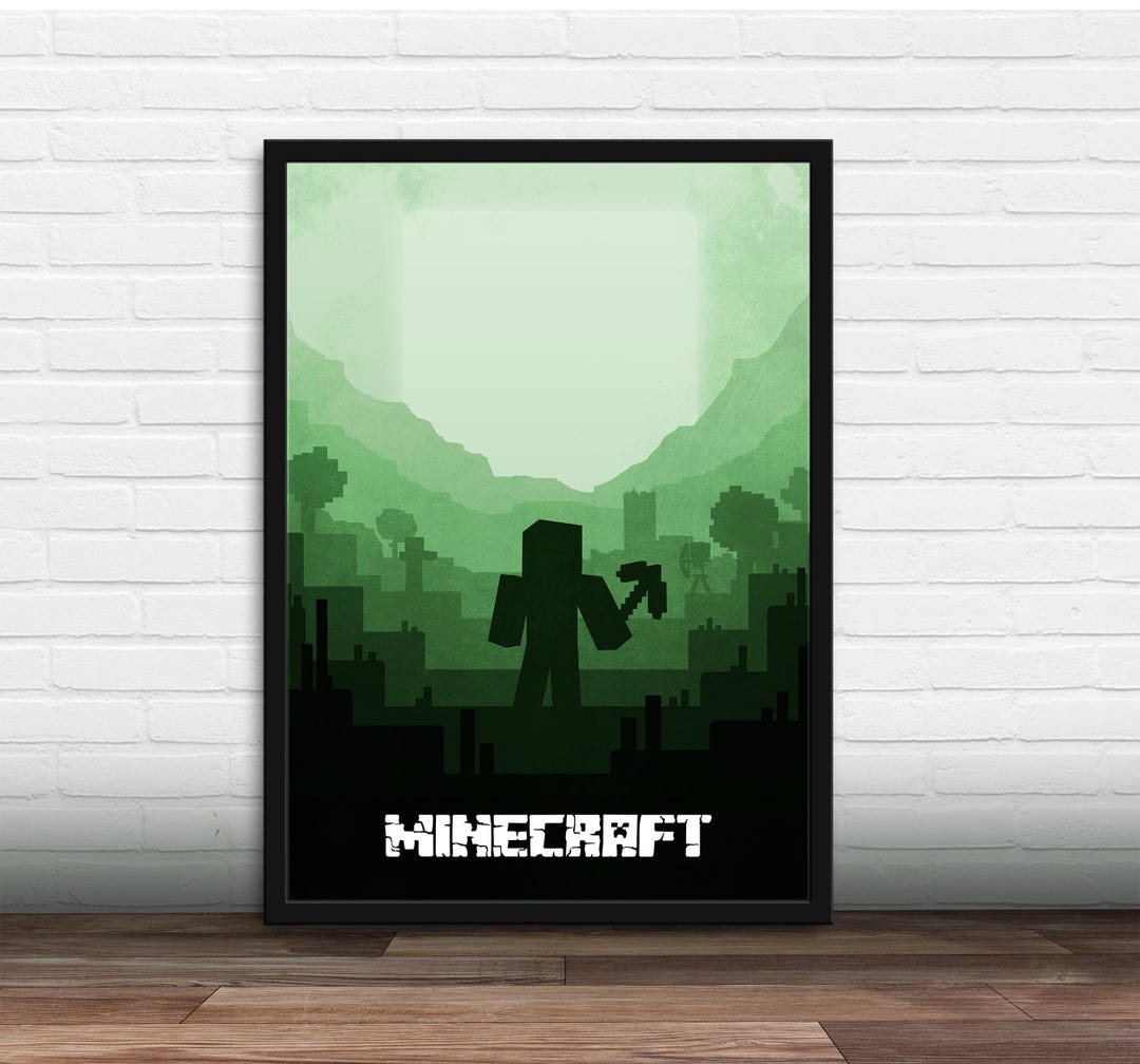 Minimalist Video Game Poster - MC, Art Print, Gamer Gift, Gift for Him ...