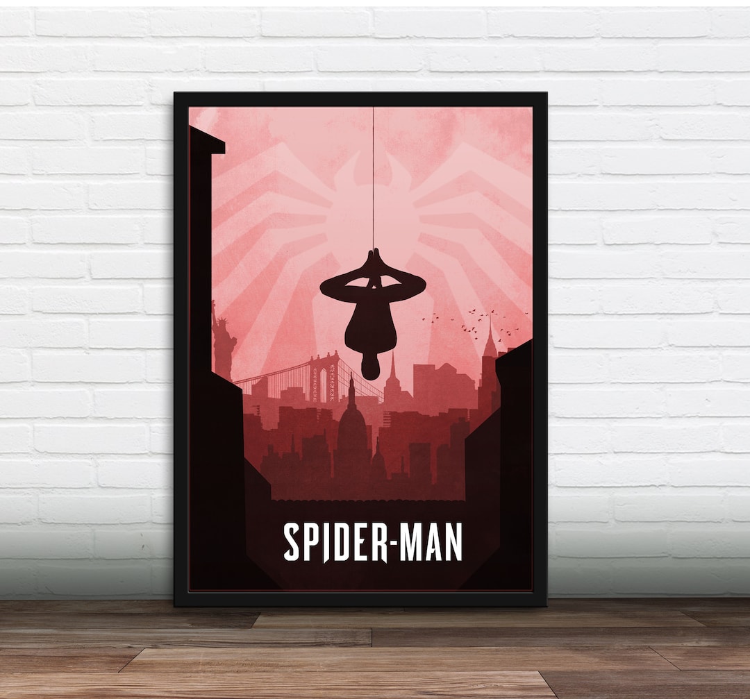 Minimalist Video Game Poster - Spiderman , Art Print, Gamer Gift, Gift ...