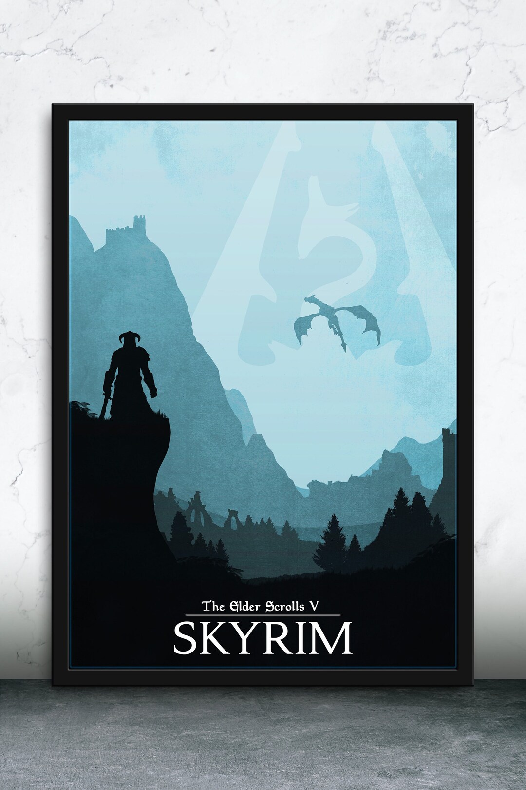 Minimalist Video Game Poster Skyrim Art Print Gamer Gift - Etsy