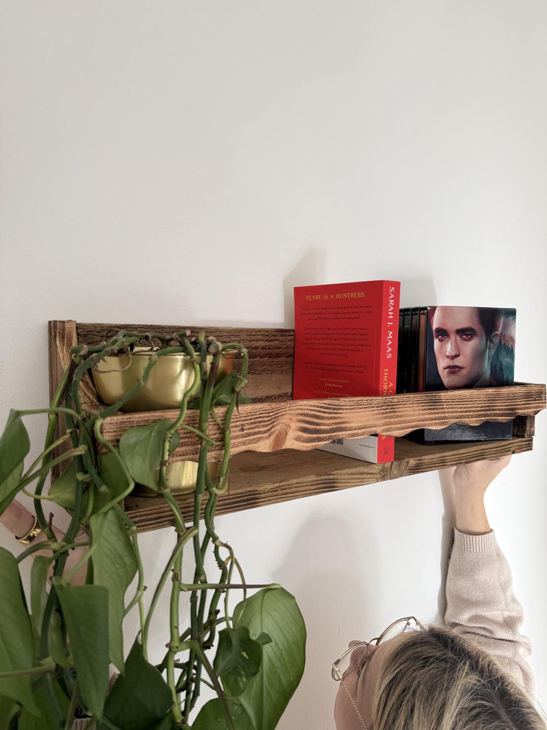 Decorative Wall Book / Display Shelf Reclaimed Scorched Burnt Pallet ...