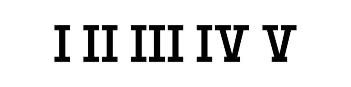 Roman Numerals 1-5 Instant Download PNG, JPG, PDF, Tiff Digital ...