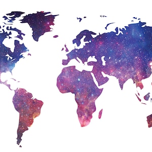 Galaxy World Map Instant Download PNG JPG PDF Tiff Digital - Etsy