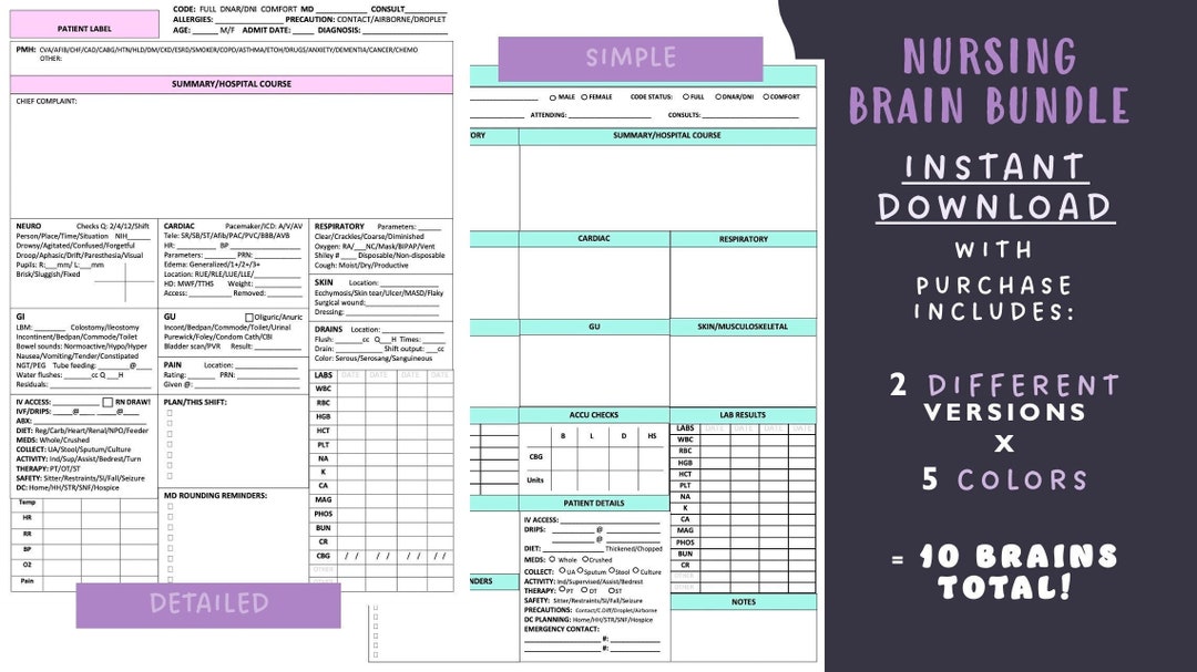 Printable Nursing Brain Bundle - Etsy