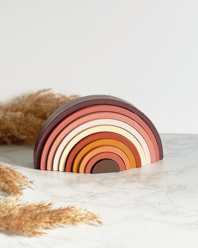 Wooden Rainbow Stacker in Pink - Etsy