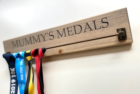 Personalised Pine Medal Display Rail Engraved Medal Hanger | Etsy