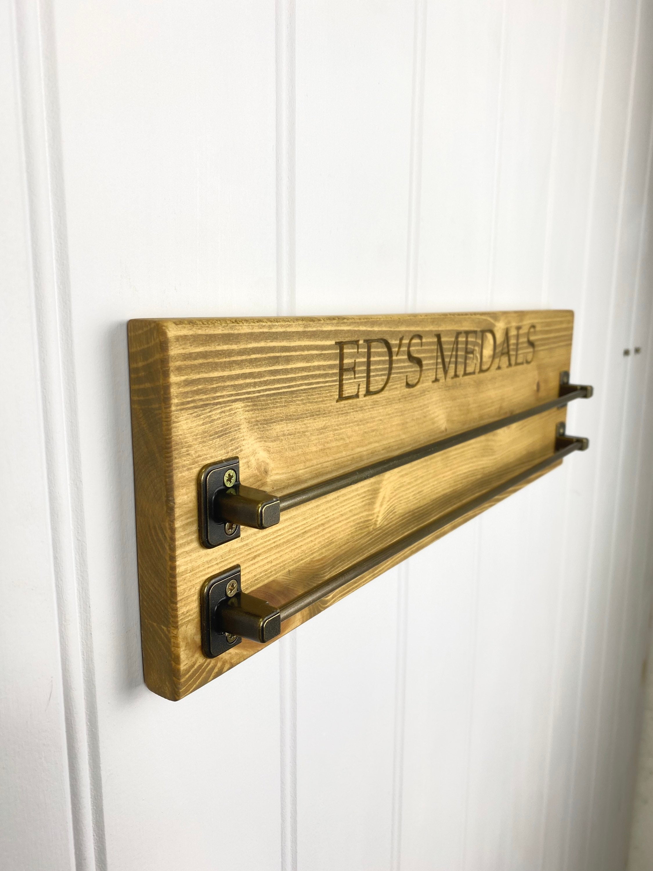 Personalised Pine Medal Display Rail Engraved Medal Hanger - Etsy UK