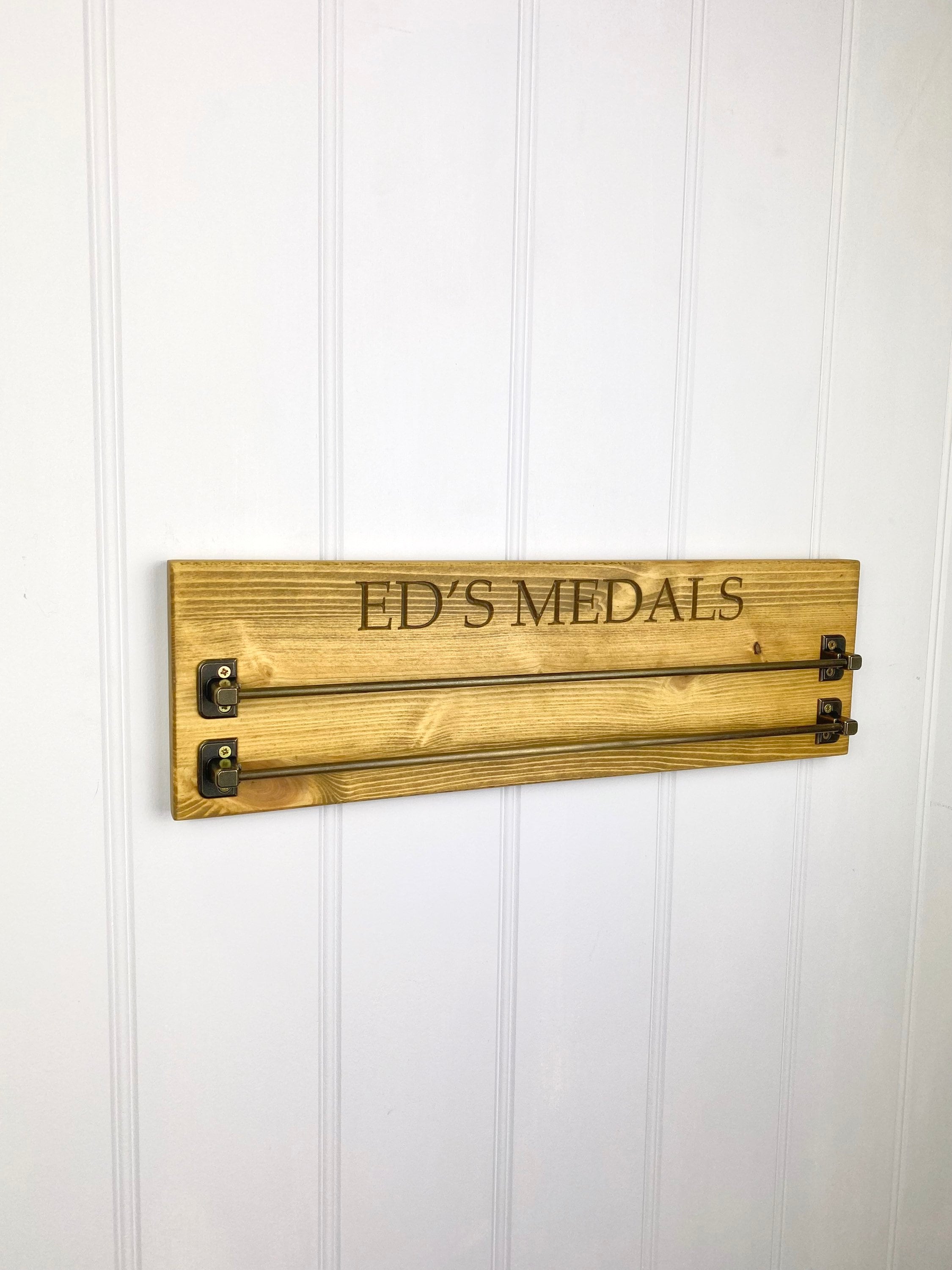 Personalised Pine Medal Display Rail Engraved Medal Hanger - Etsy UK
