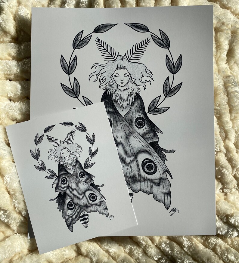 Sleeping Moth Lady Art Print | 8x10 & 4.25x5.5 Print | Satin Paper ...