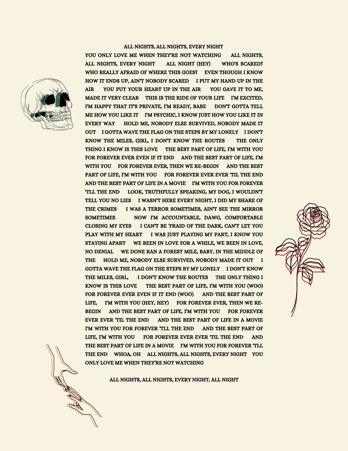 Custom Lyric Art Print - Etsy