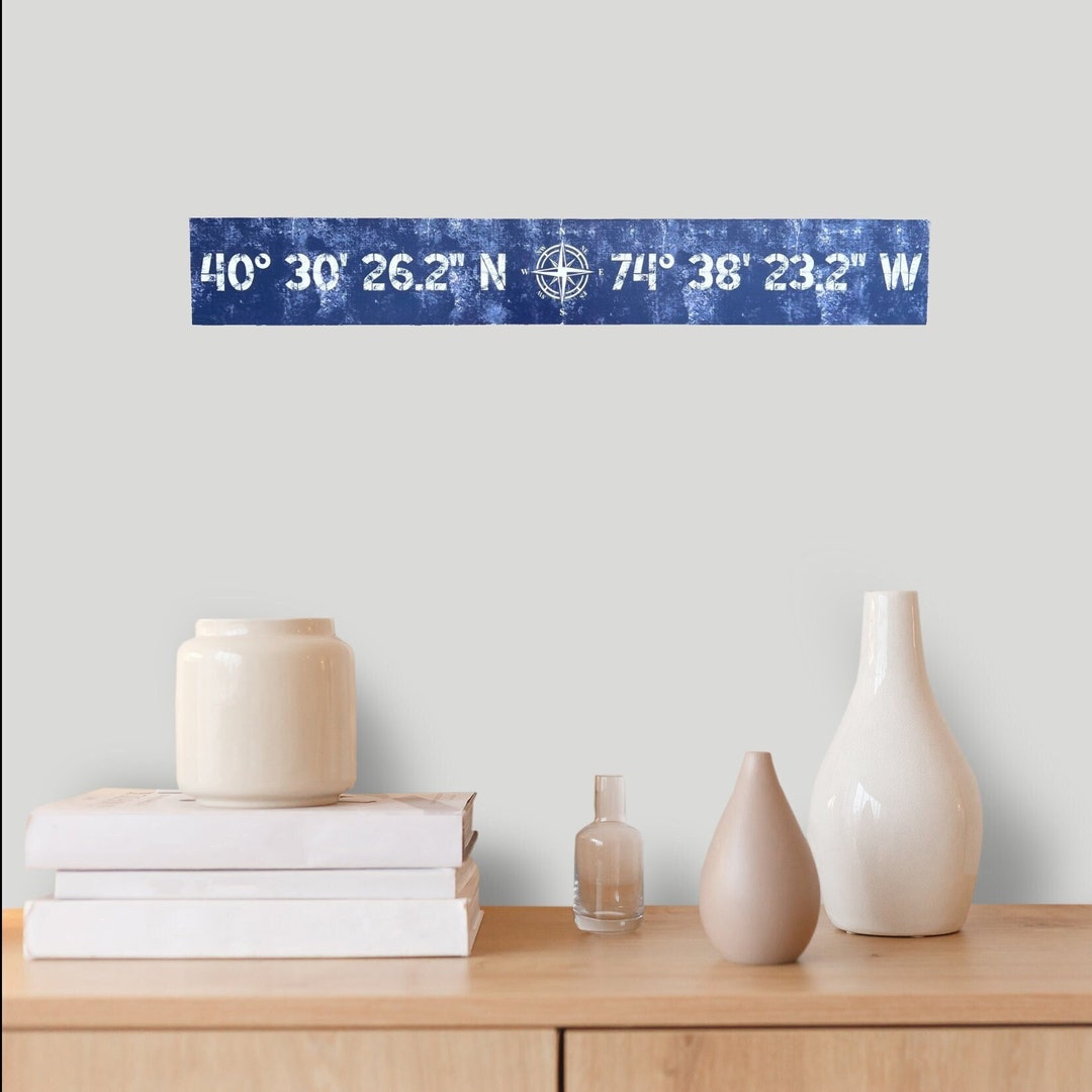 Personalized Coordinate Sign With Distressed Font and Background - Etsy