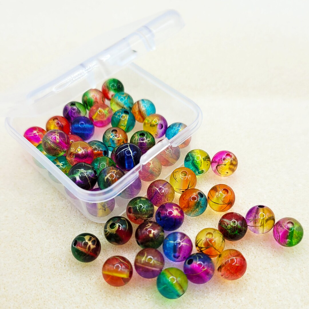 Box of 50 Duo-colour 8mm Round Translucent Beads, Lightweight Acrylic ...