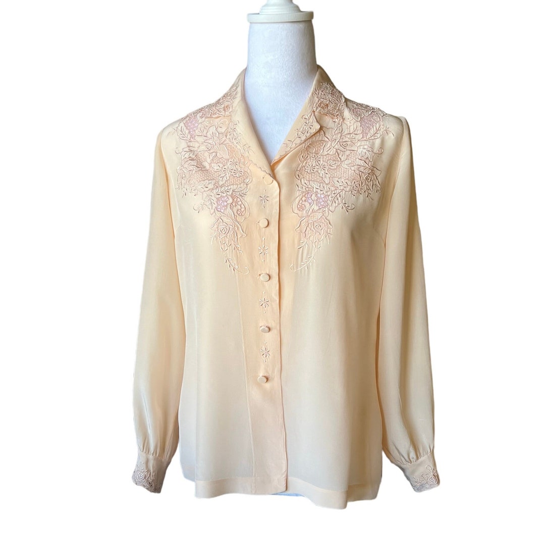 Silk Hand Embroidered Long Sleeve Blouse - Etsy