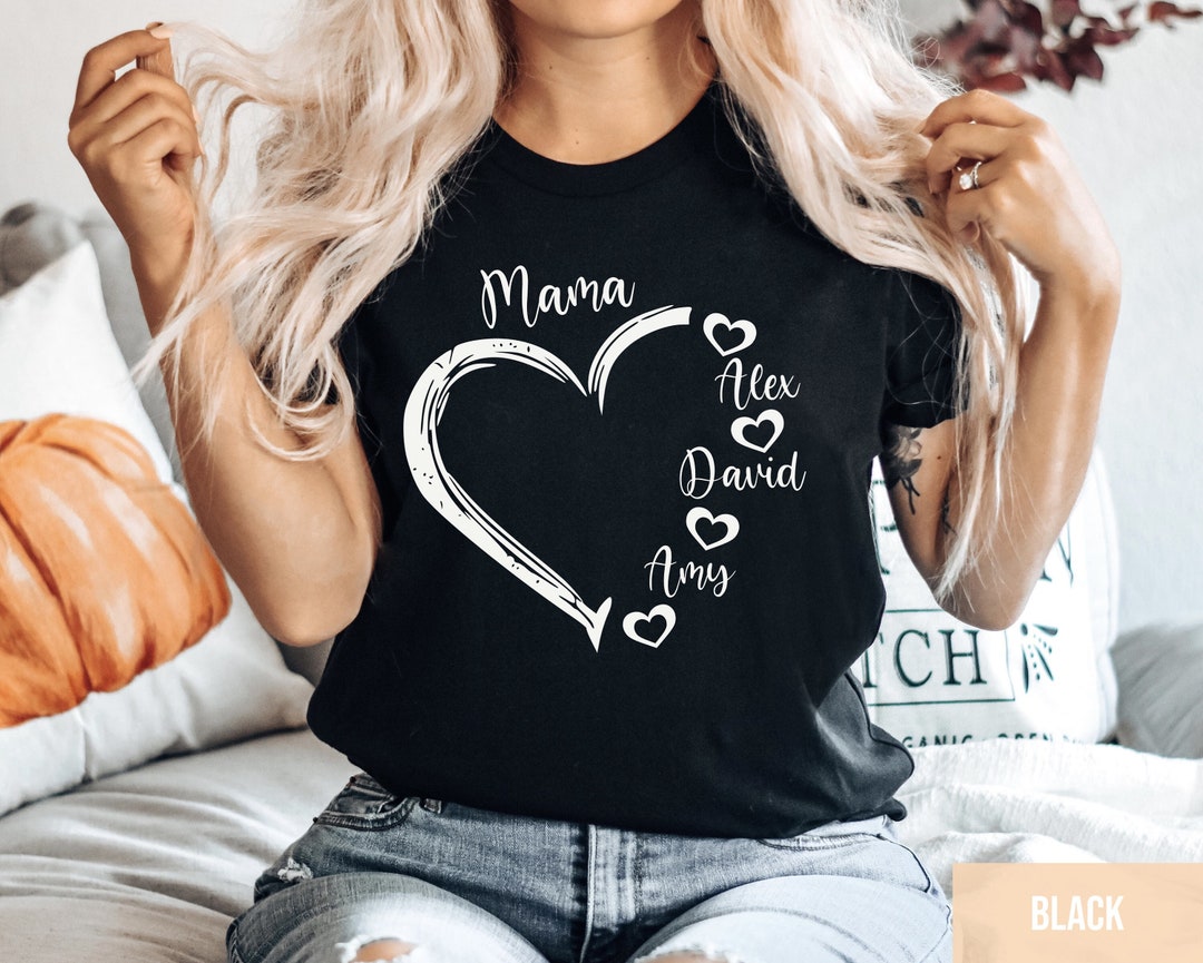 Personalized Mom Shirt, Custom Mom Heart Shirt, Mom Shirt With Kids ...