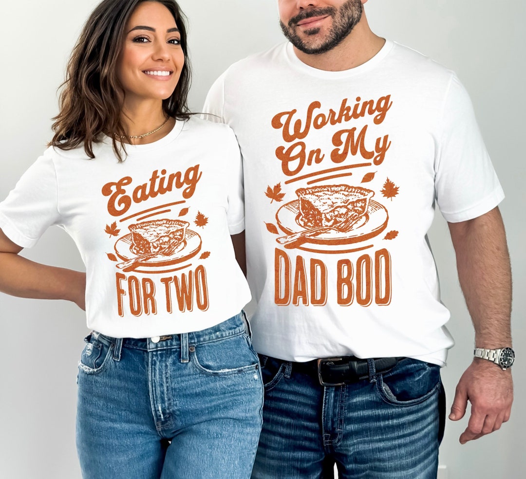 Eating for Two Thanksgiving Couples Pregnancy Announcement Shirt ...