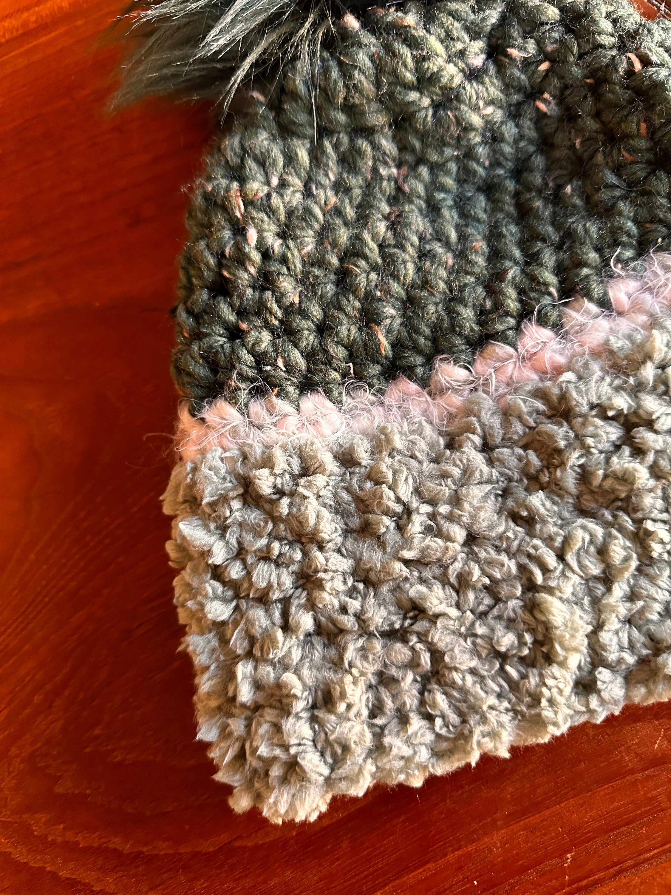 Handmade Crochet Green Hat the Moss Bank Hat Sherpa Brim, Chunky Wool ...