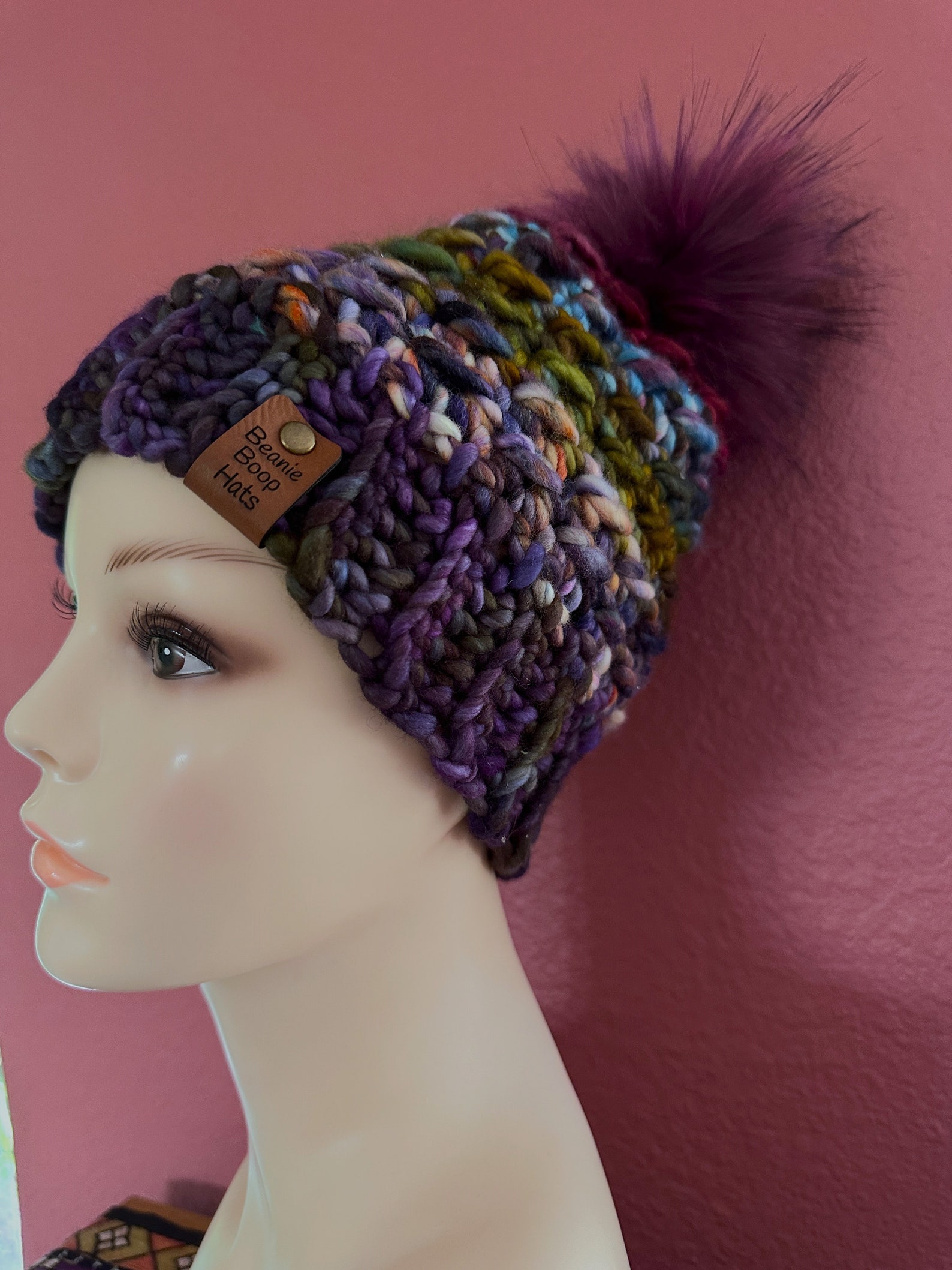 Handmade Crochet Hat - the Plum Tree Hat - Chunky Wool Multi-color ...
