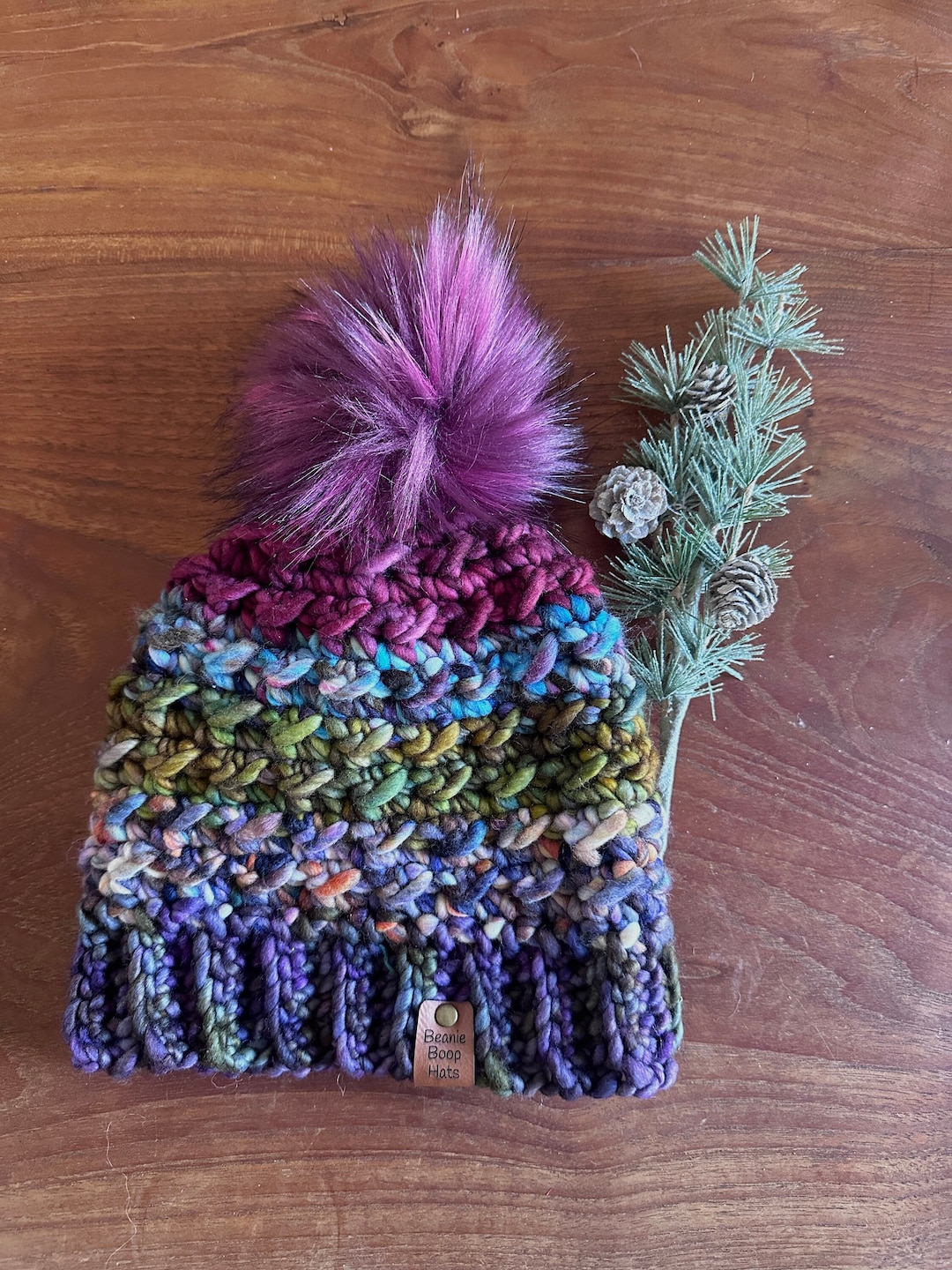 Handmade Crochet Hat - the Plum Tree Hat - Chunky Wool Multi-color ...