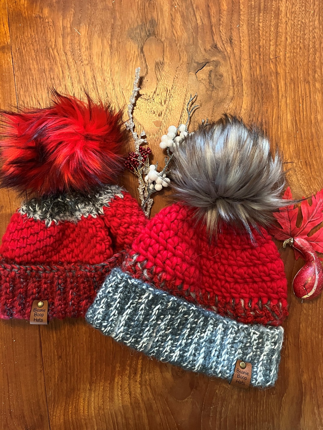 Unique Handmade Crochet Red Hat Two Variations - the Ruby Hat - Double ...