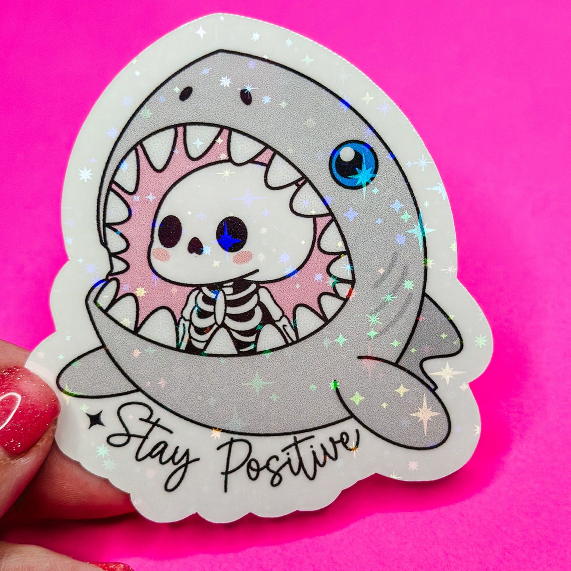 Grim Reaper and Shark - Stay Positive - Cute Shark - Cute Skeleton ...