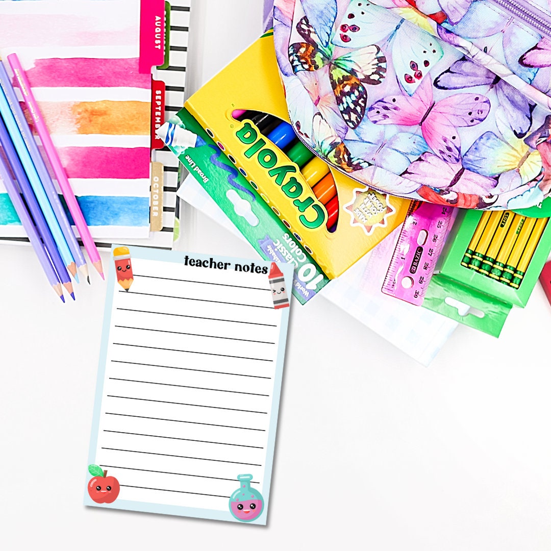 Blue Teacher Kawaii Cute Notepad Memo Pad for Teachers - Etsy