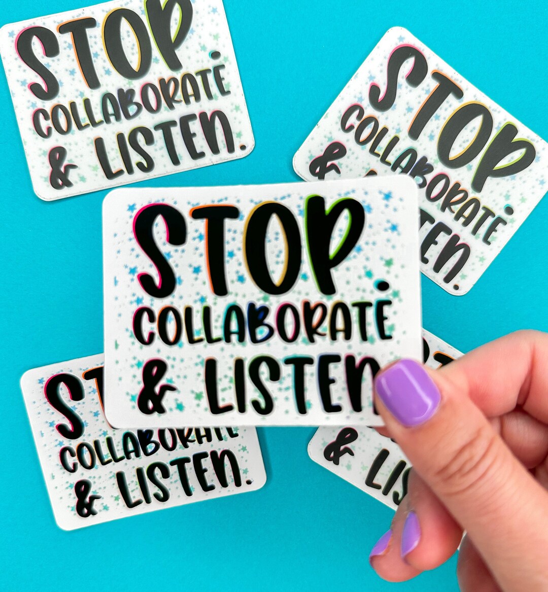 90's Collaborate and Listen Sticker- Teacher Sticker - Etsy