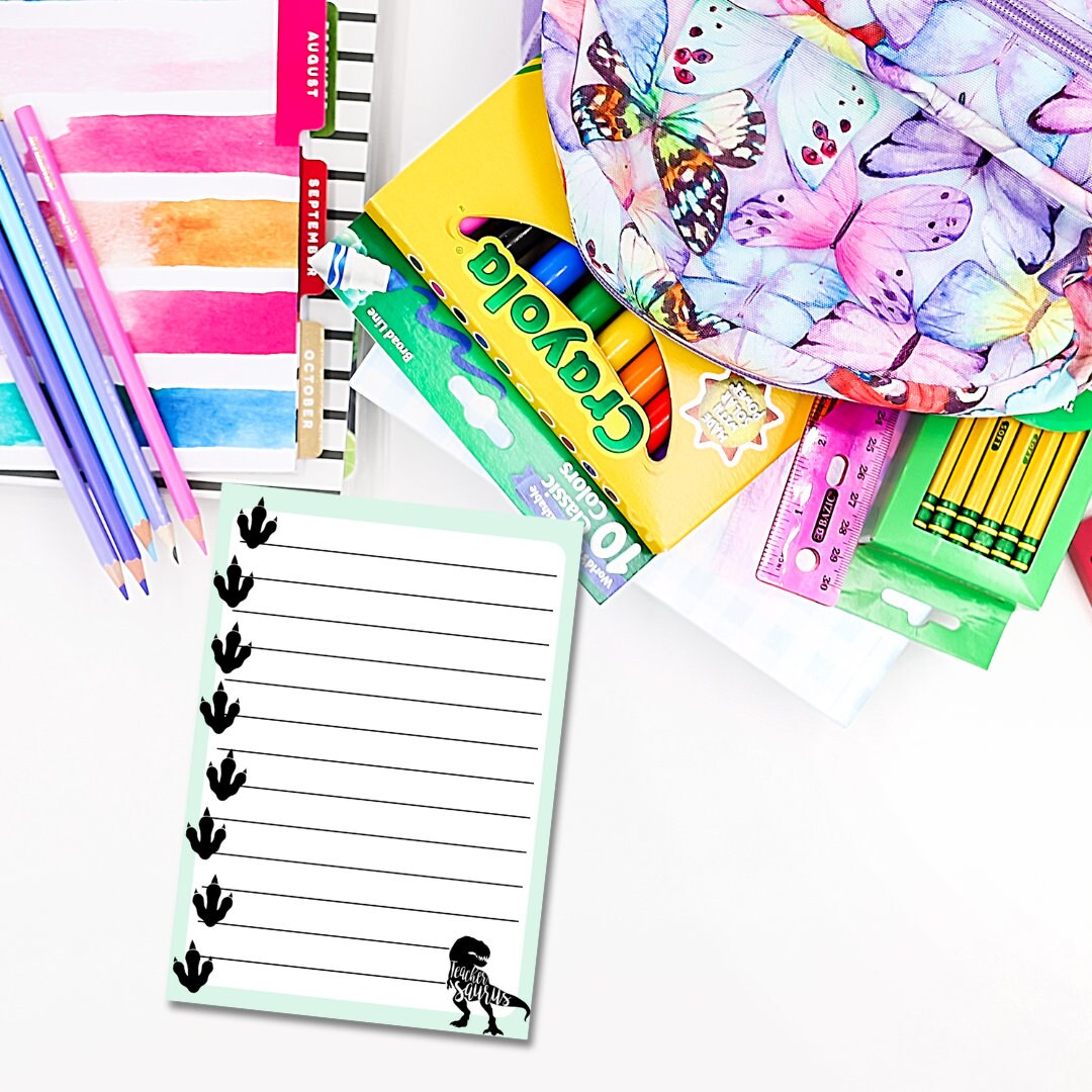 T-rex With Footprints Dinosaur Notepad Memo Pad for Teachers - Etsy