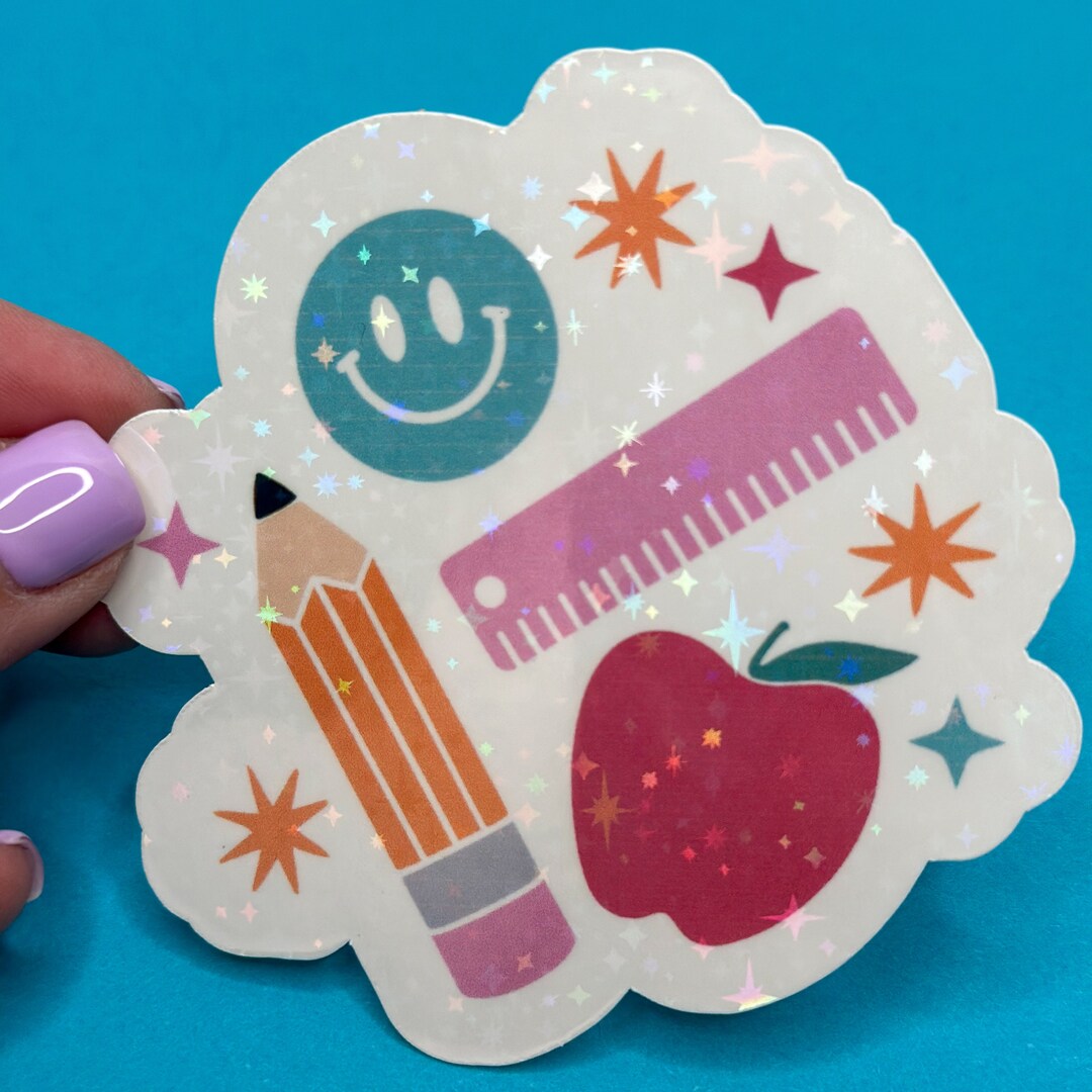 Teacher Apple and Smiley Faces Cute Teacher Sticker - Inspiration ...