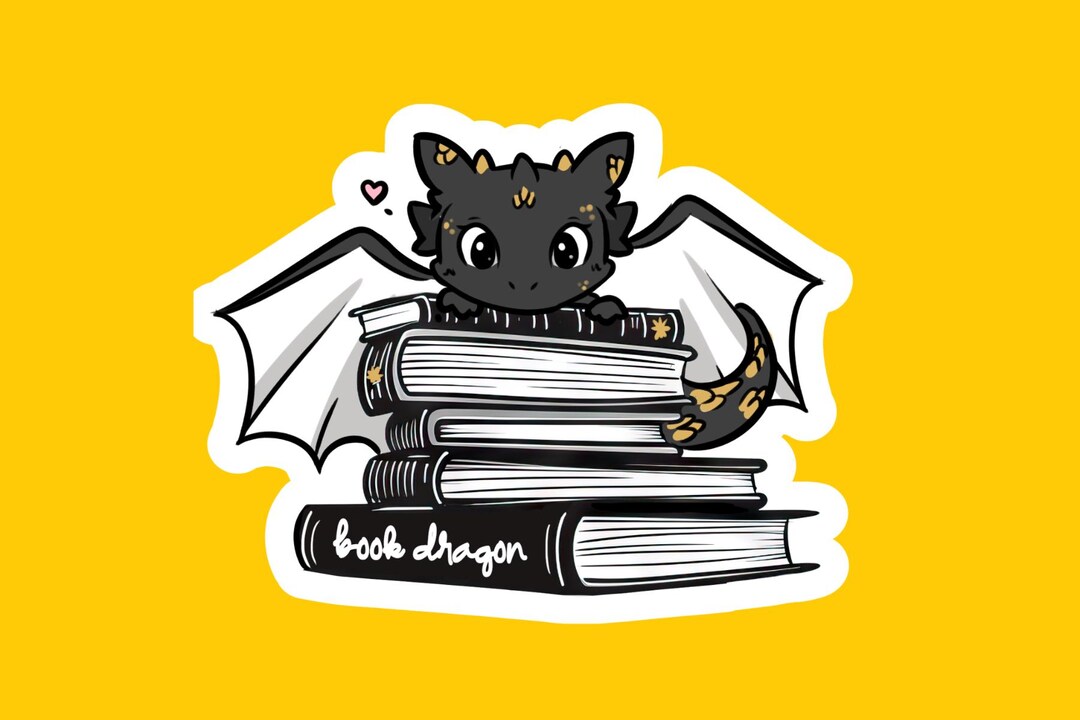 Book Dragon Sticker: Waterproof Vinyl Decal for Book Lovers - Etsy
