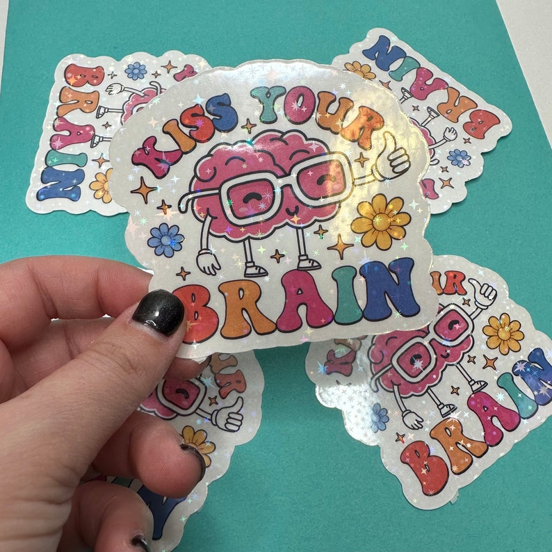 Retro Kiss Your Brain Sticker Teacher Sticker Positive - Etsy