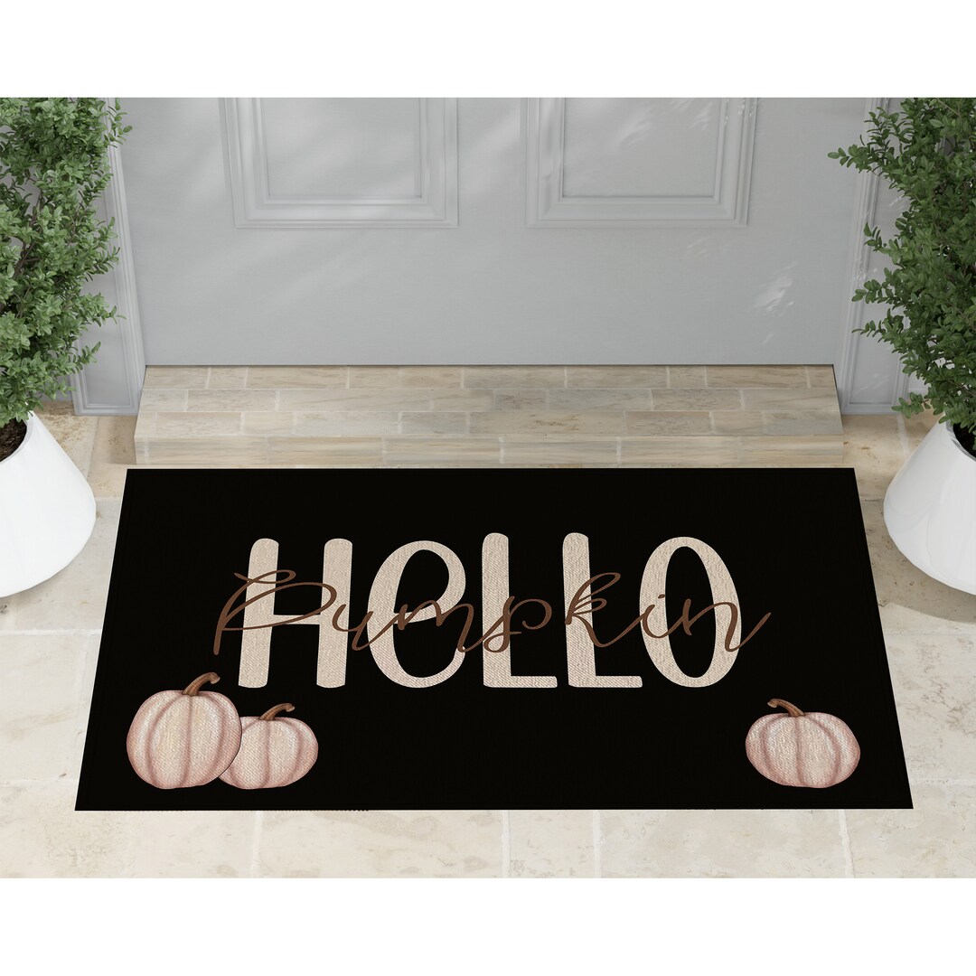 Hello Pumpkin Door Mat | Fancy Autumn Mat | Indoor Outdoor Door Mat ...