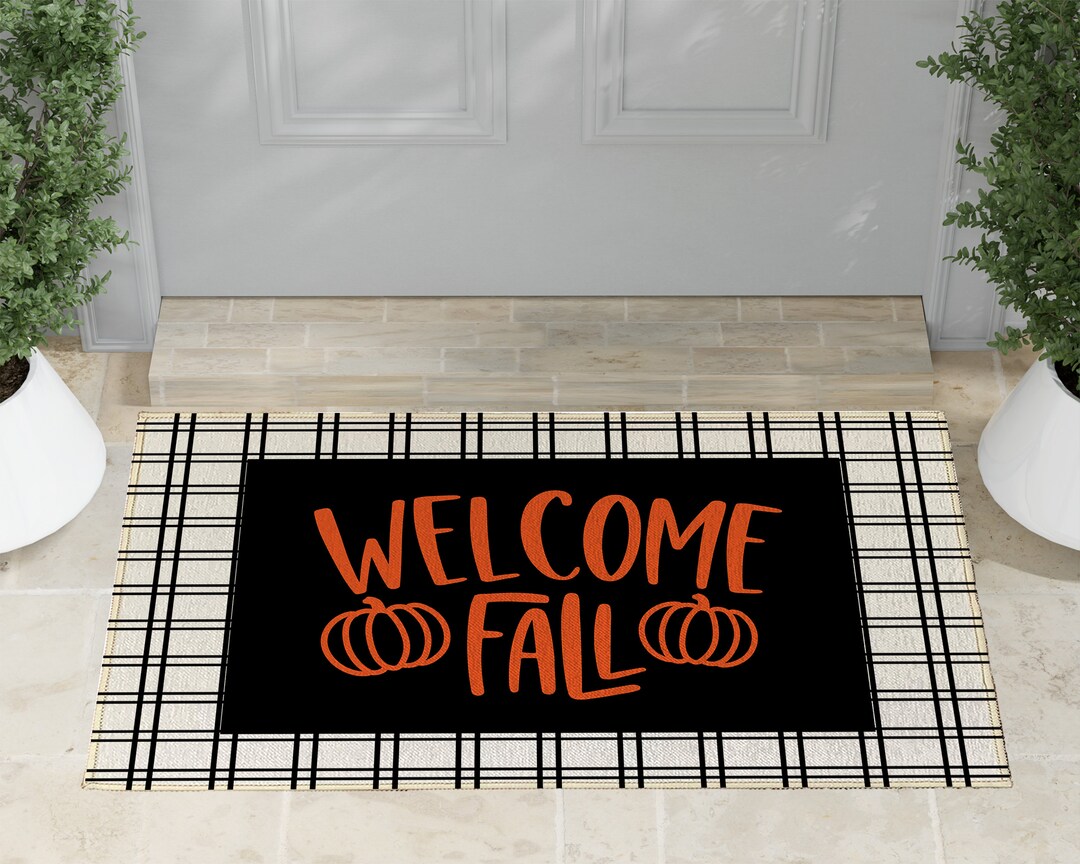 Welcome Fall Door Mat | Fancy Autumn Mat | Indoor Outdoor Door Mat ...