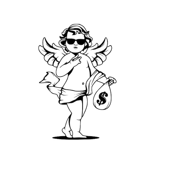 Angel Boy Holding Money SVG Angel SVG Money SVG Boy Svg - Etsy México