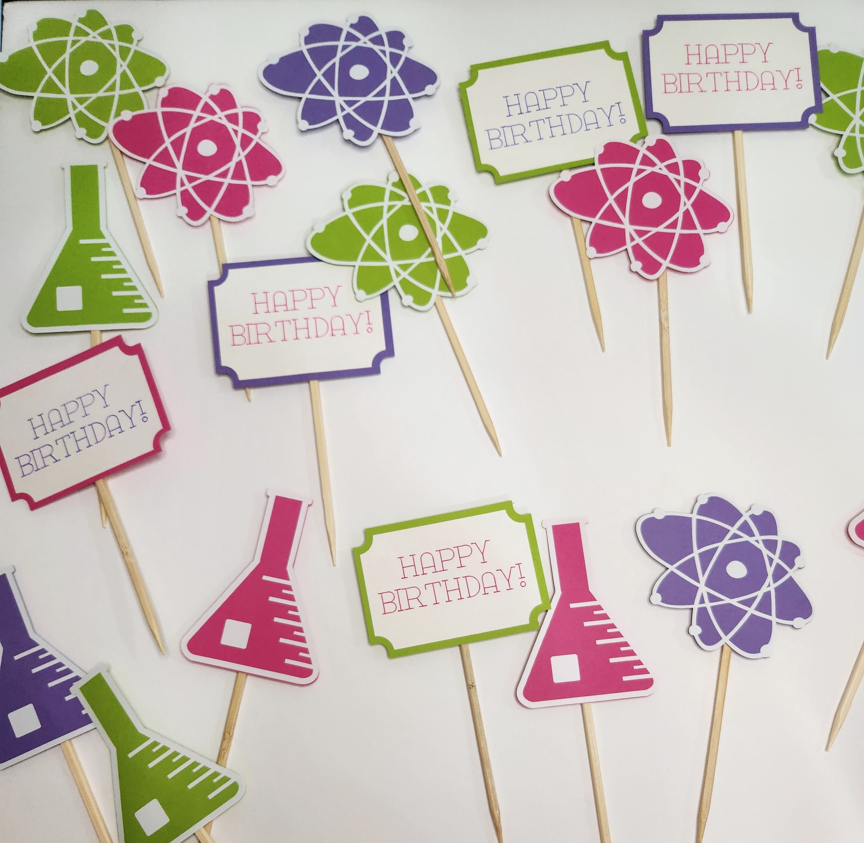 Science Birthday Cupcake Toppers - Mad Scientist Cupcake Toppers ...