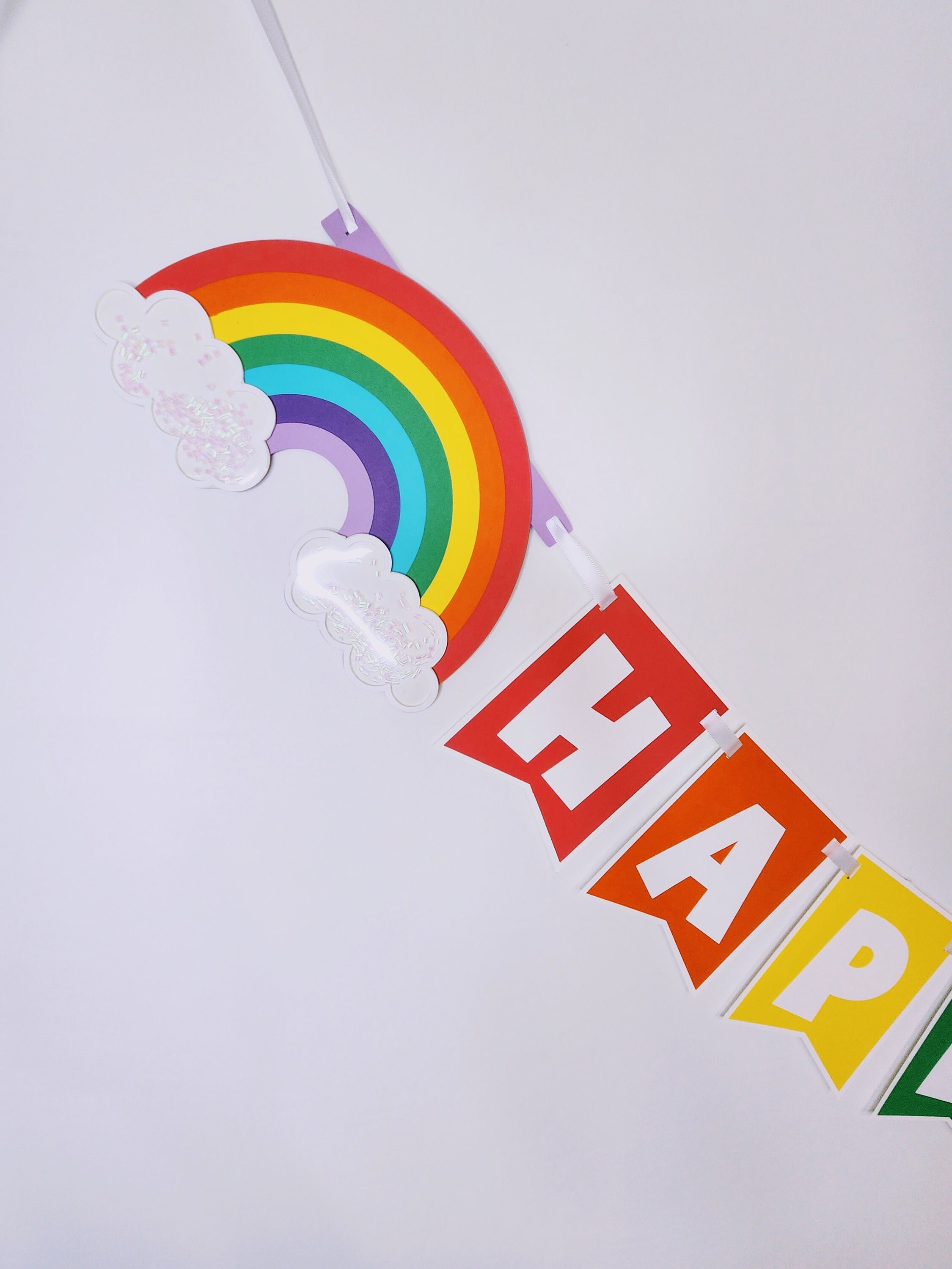 Rainbow Birthday Banner Bright Birthday Banner First Birthday Banner - Etsy