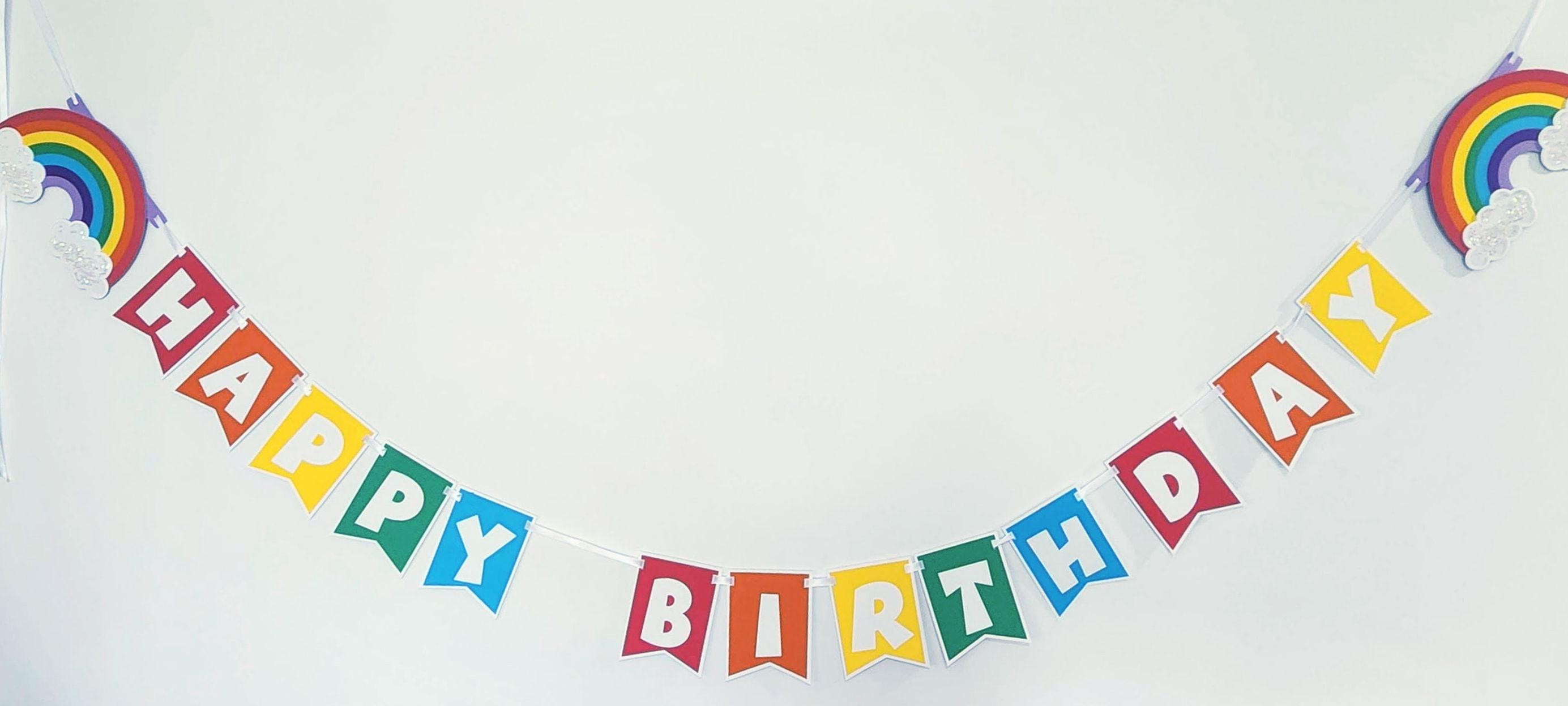 Rainbow Birthday Banner Bright Birthday Banner First Birthday Banner - Etsy