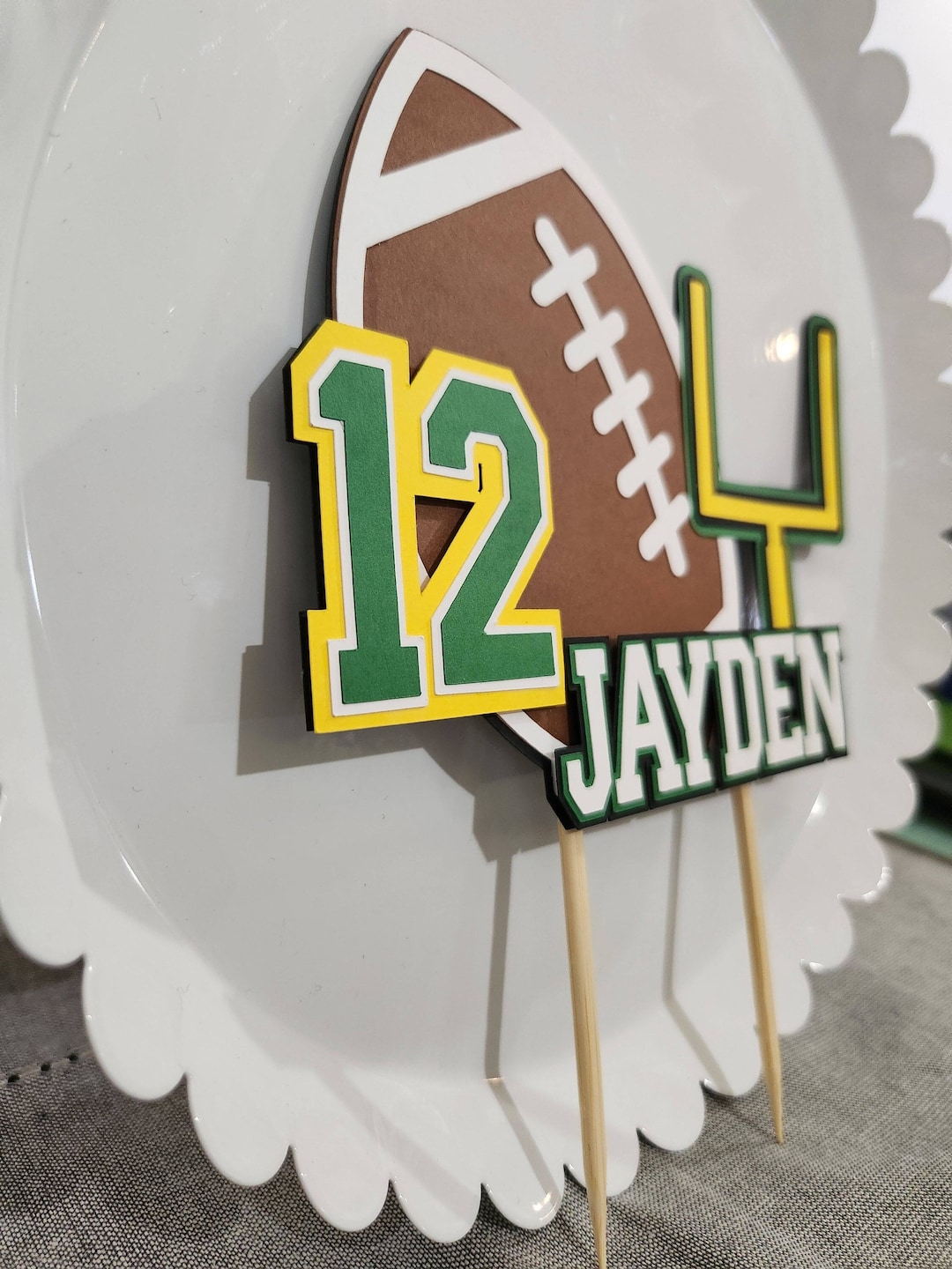 Football Birthday Cake Topper Handmade Custom First Down - Etsy