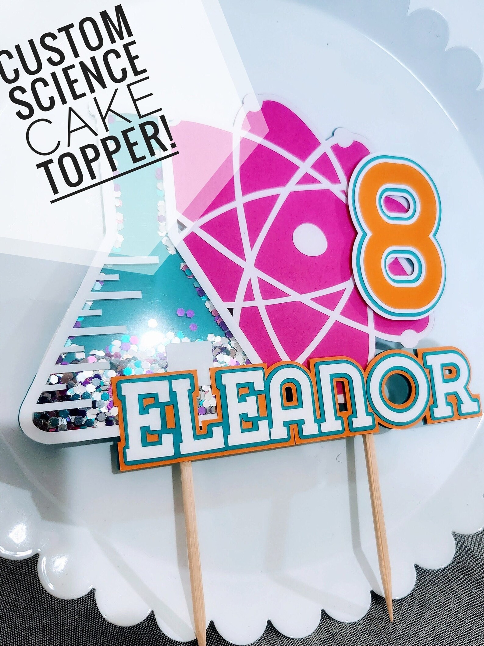 Handmade Custom Science Birthday Cake Topper - Science Party - Mad ...