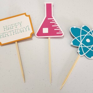 Science Birthday Cupcake Toppers - Mad Scientist Cupcake Toppers - Pink ...
