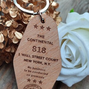 John Wick Continental Hotel Vintage Style Wooden Key Fob Laser Engraved ...