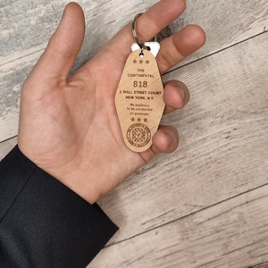 John Wick Continental Hotel Vintage Style Wooden Key Fob Laser Engraved ...