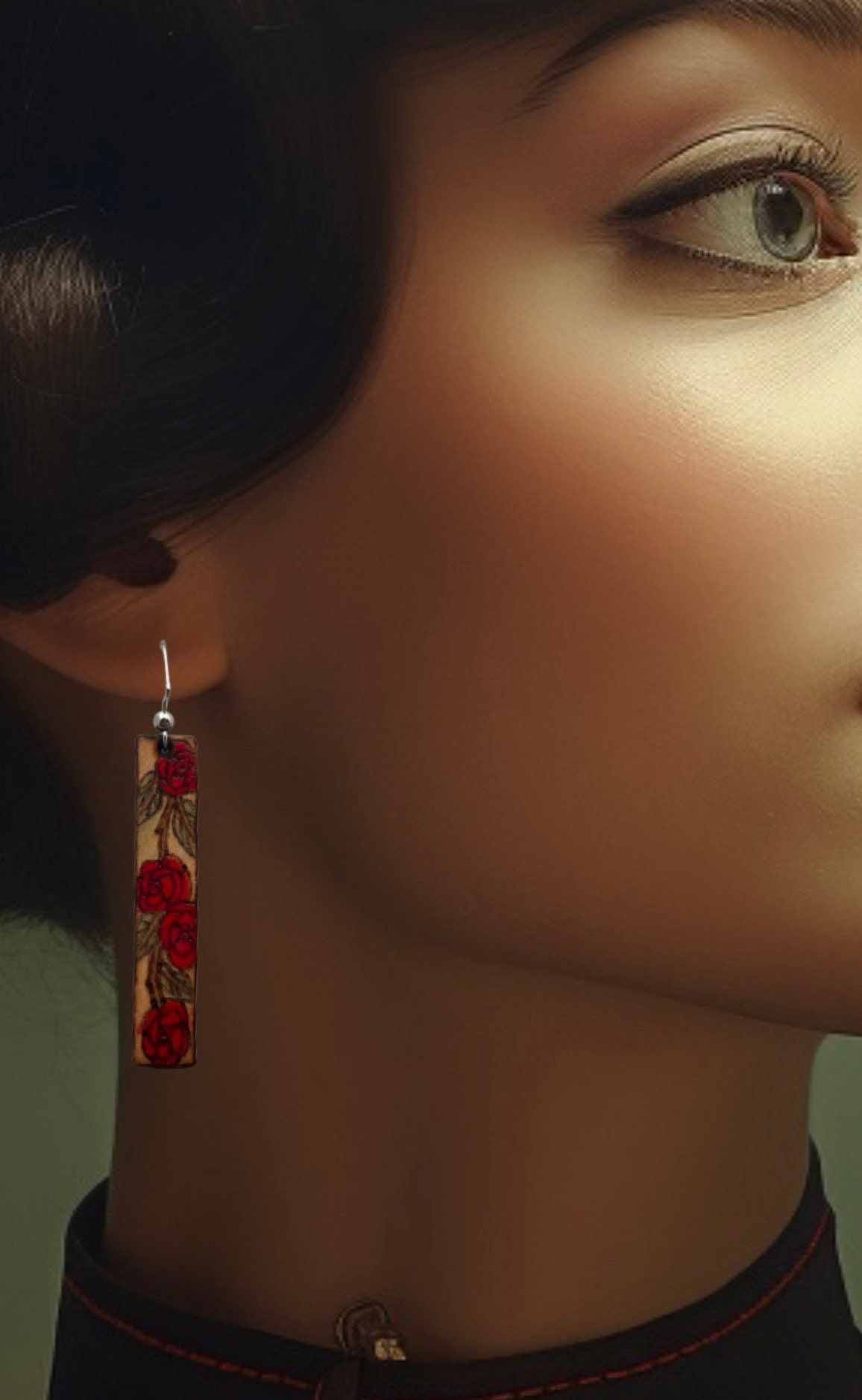 Luscious Red Rose Column Earrings - Etsy