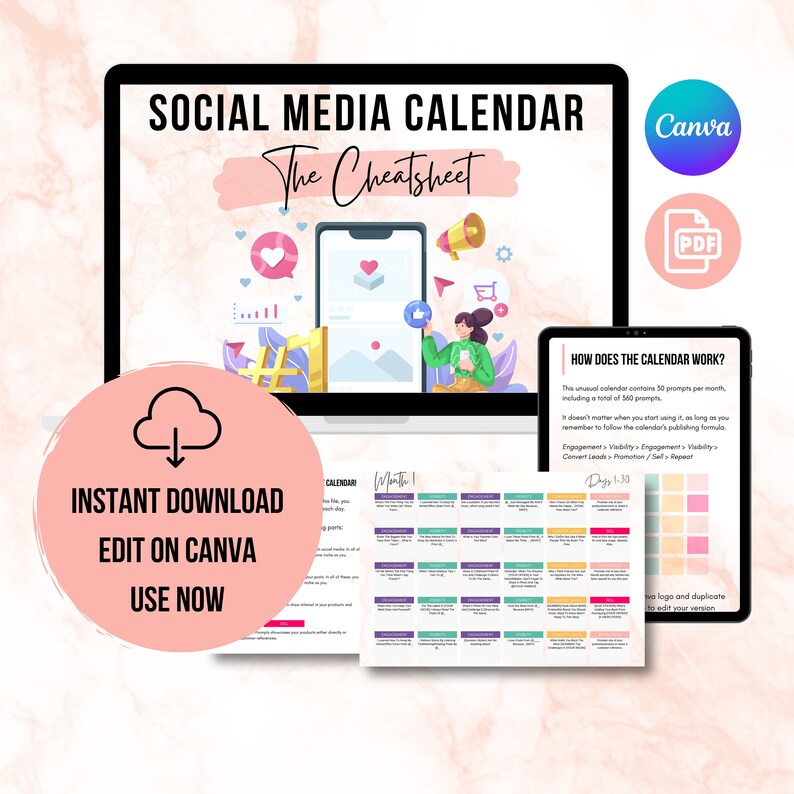 Pink Social Media Calendar : 1 Year Done-for-you for Solopreneurs, Coaches, Consultants and ...