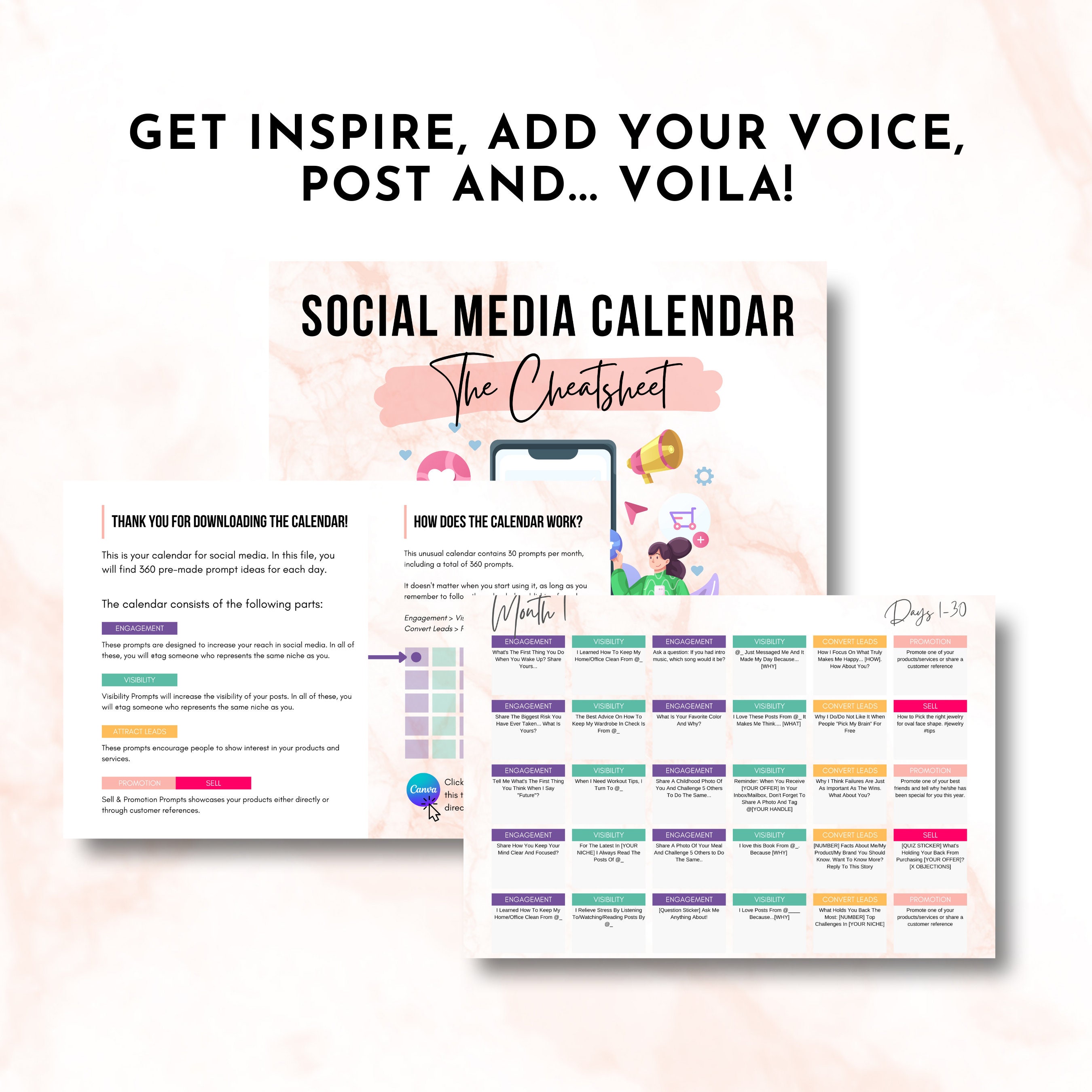 Pink Social Media Calendar : 1 Year Done-for-you for Solopreneurs ...