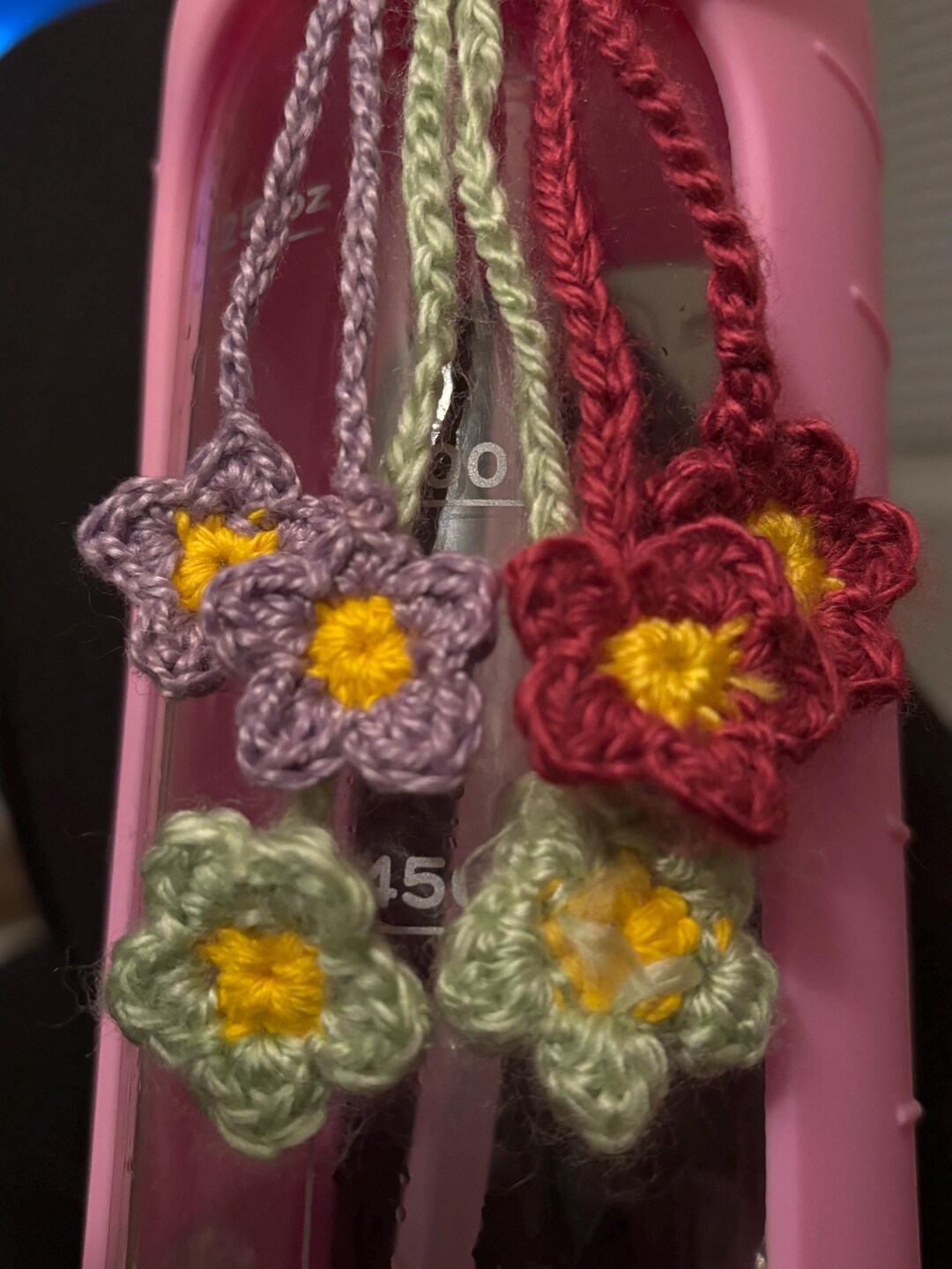 Handmade Crocheted Flower Charms – Accessories for Headphones, Water ...